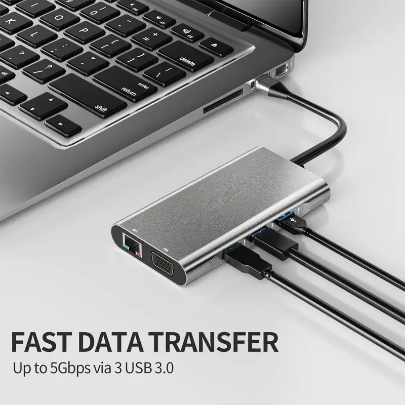USB C Hub Multiport Adapter - 10 Port SD/TF Memory Card Reader