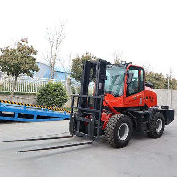 4wd All Terrain Forklift Articulated Frame 4x4 Off-road Forklift 3 Ton Mini Rough Terrain ...