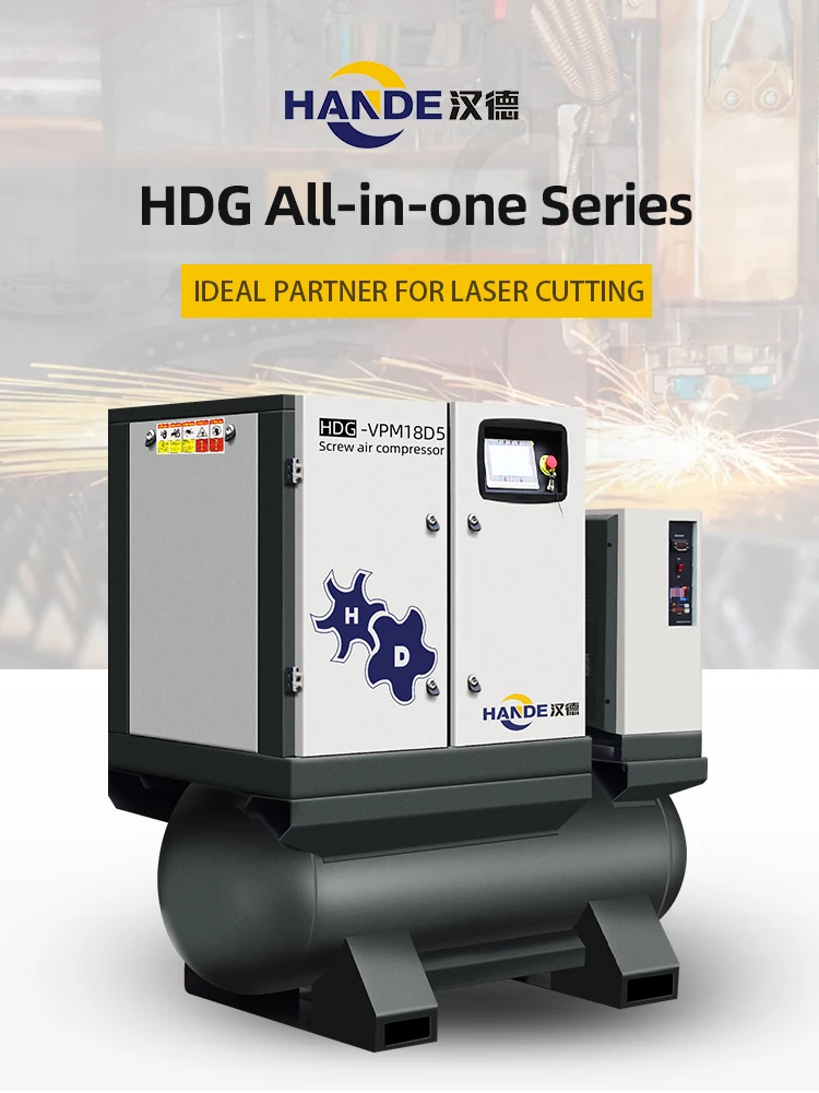 Hande 18.5kw 25hp 16 Bar Low Noise Screw Air Compressor 4-in-1 18.5kw ...