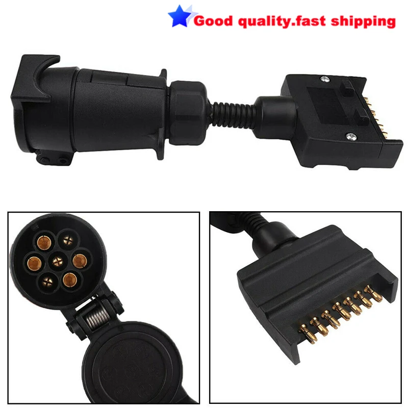 ABS Trailer Adapter - 7 Pin Flat Male to 7 Pin Large Socket
