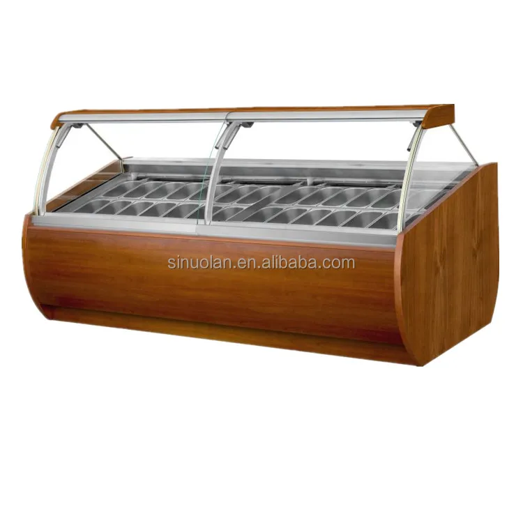 Curved Glass Door Countertop Display Freezer - 10 Pans