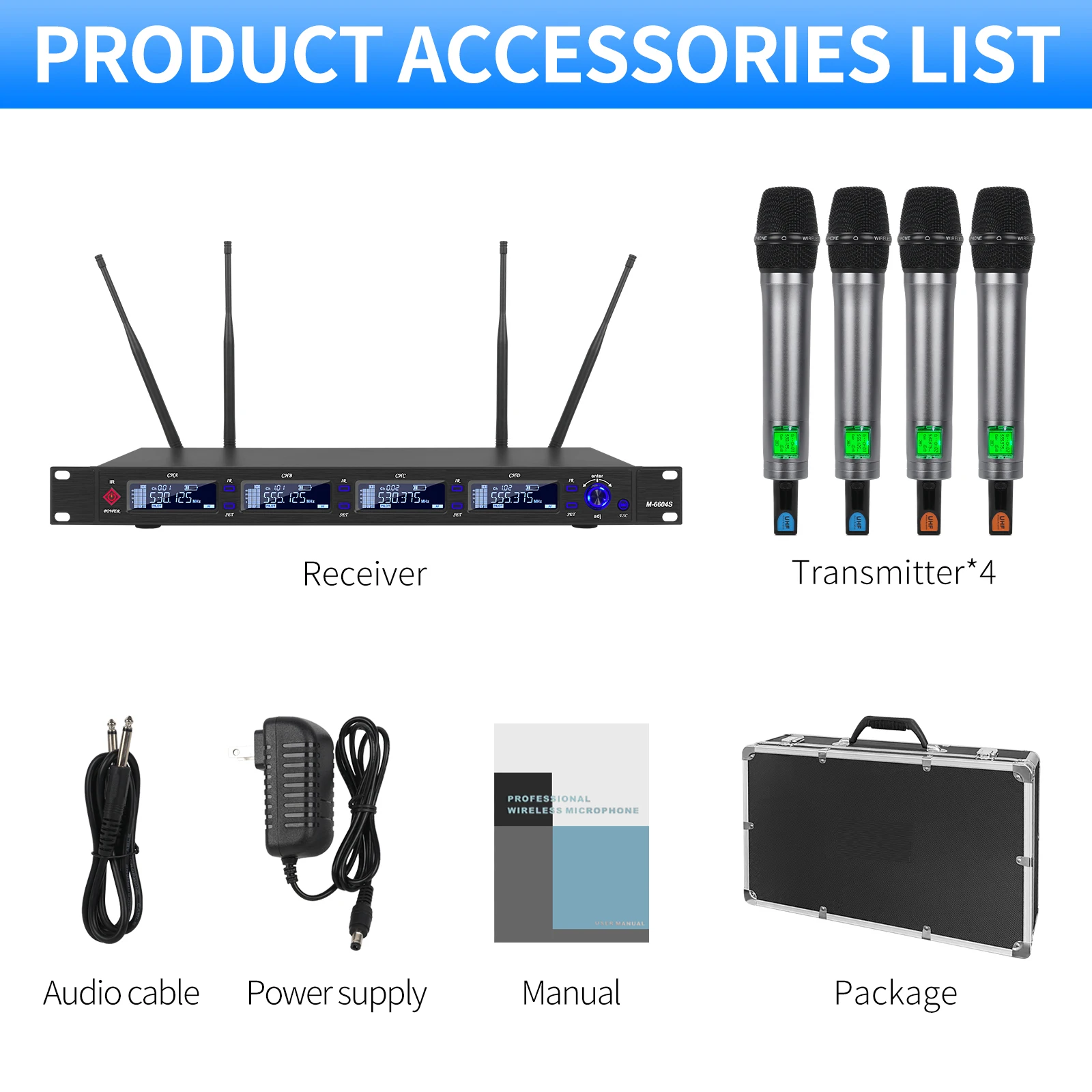 M-6604s 4 Channels Metal With Ir Function 390ft Professional True ...