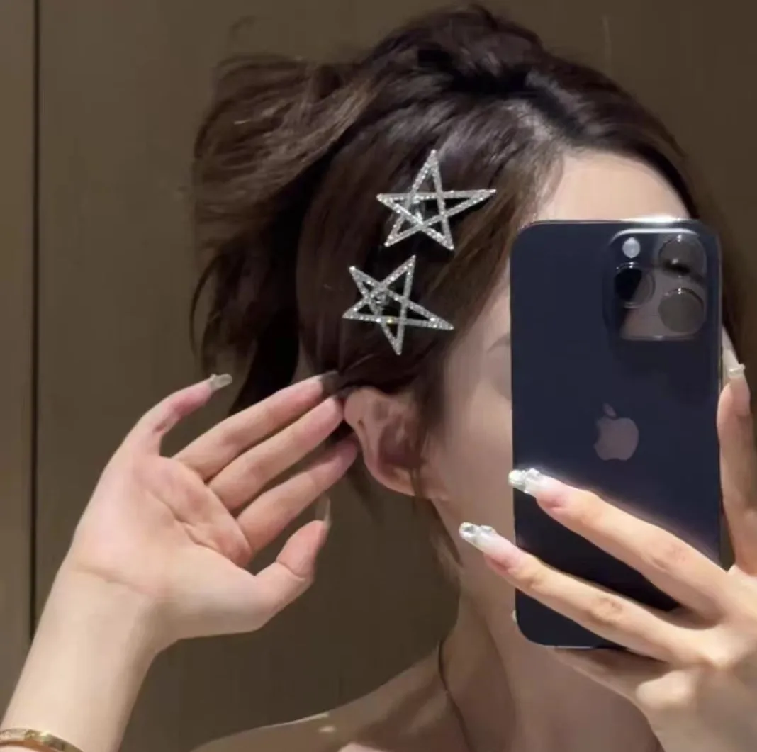 Wholesale Latest Fashion Metal Rhinestone Hair Clips Big Size Star Hair ...