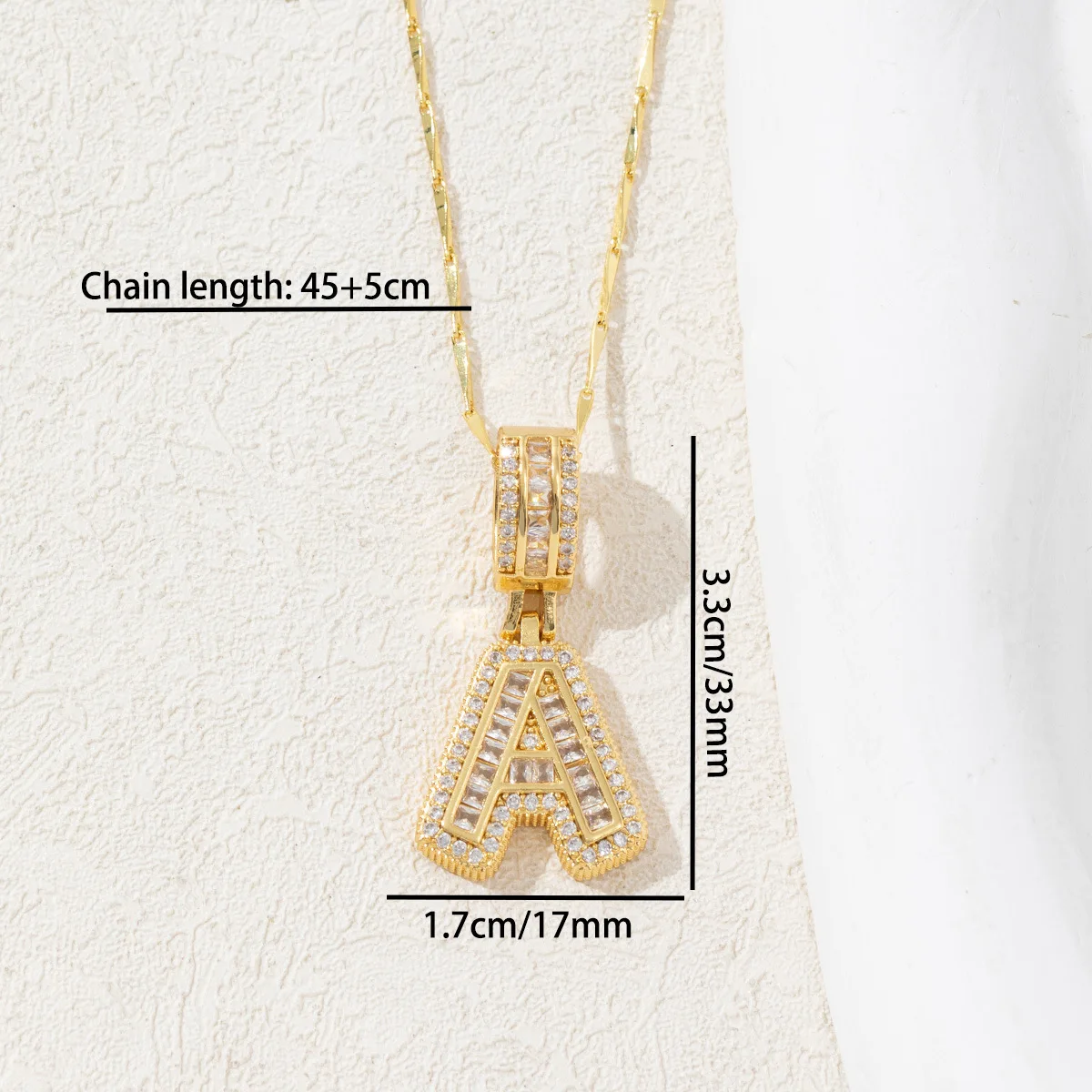 14K Gold Plated Initial Letter Necklaces for Women - Trendy Zircon ...