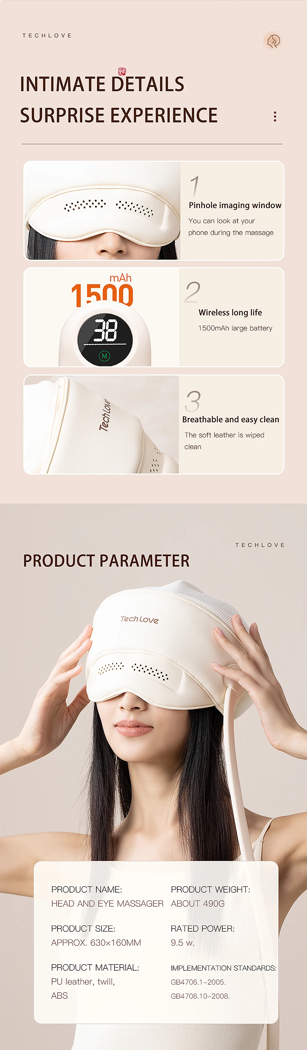 Techlove 2 in 1 Electric Head & Eye Massager with Heat & Air Pressure ...