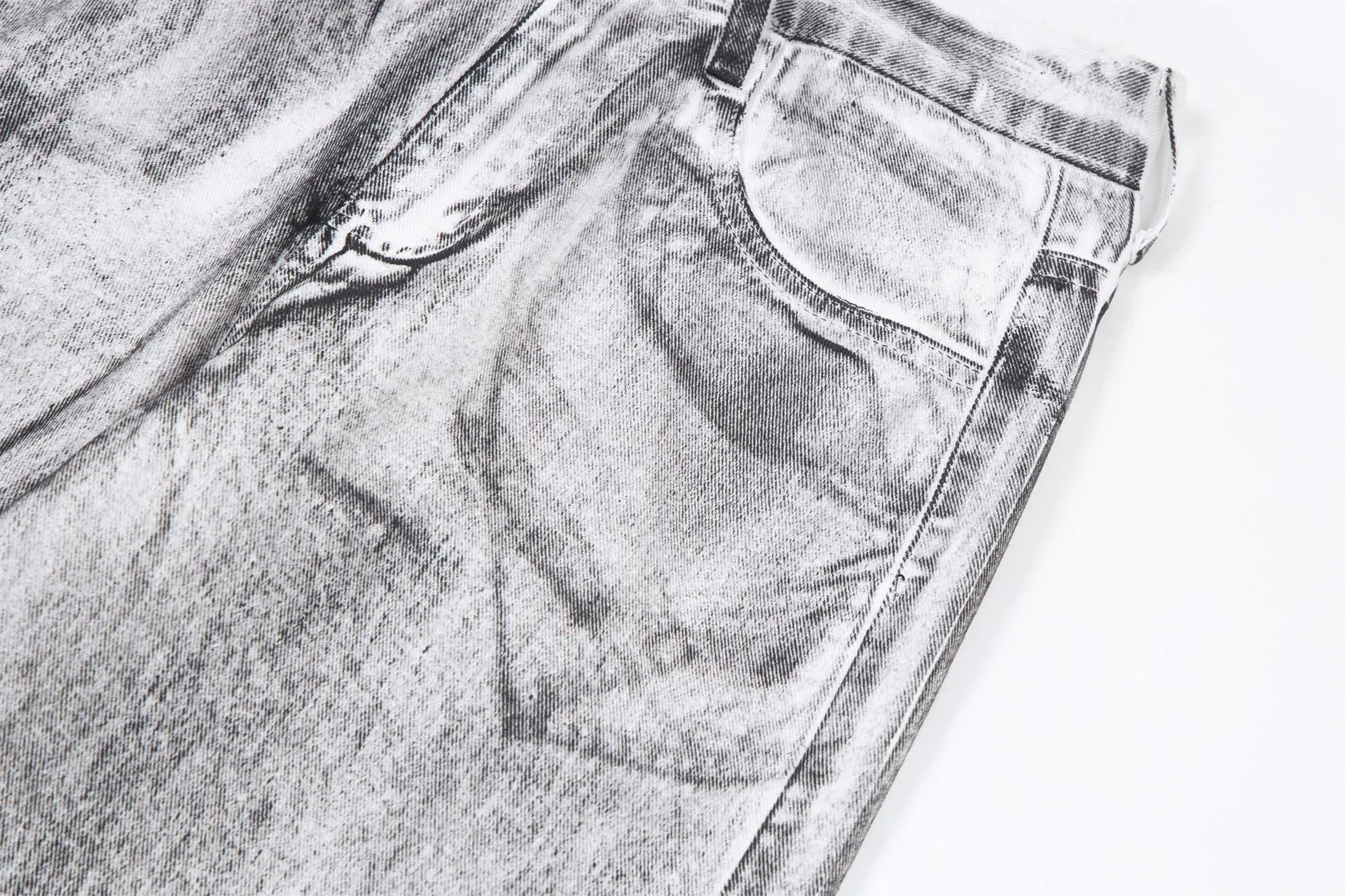 Custom Denim Factory Distress Dirty Print Wax Coated Denim Jeans Men ...