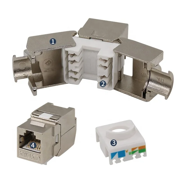 PUXIN Cat5e CAT6 CAT6A CAT7 RJ45 180 degree Toolless Shielded STP FTP Zinc Alloy Keystone Jack ...