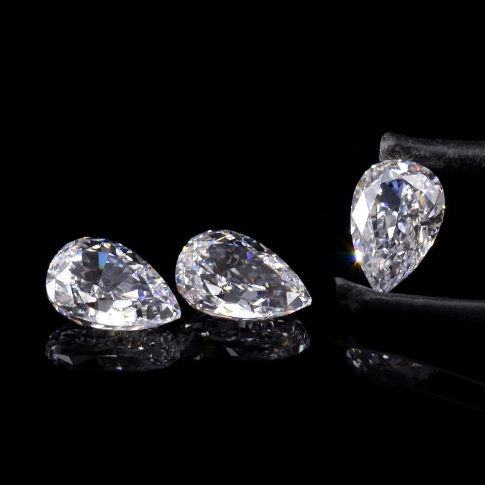 Roomy Top Quality Crushed Ice Cut White D Color Cubic Zirconia Pear Cut ...