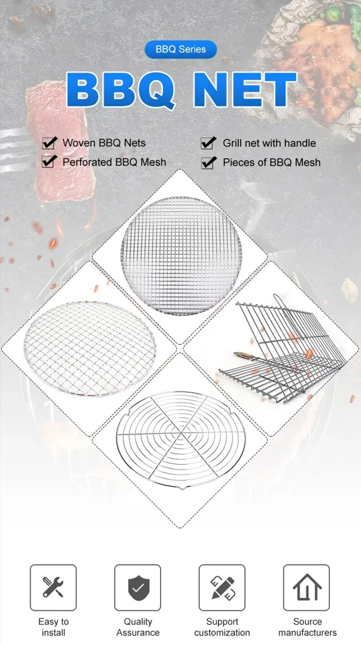 Portable Non-stick Coating Bbq Grill Basket Square Stainless Steel Bbq Grill Net With Wood ...