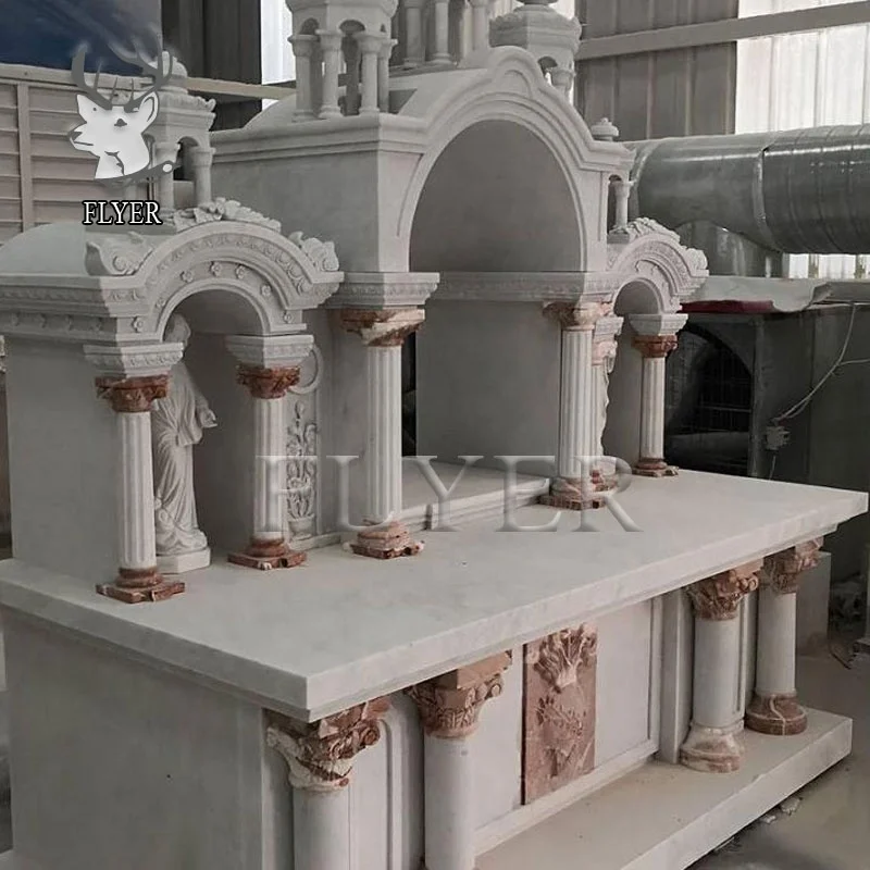 Hand Carved Christian White Marble Altar Table for Churches