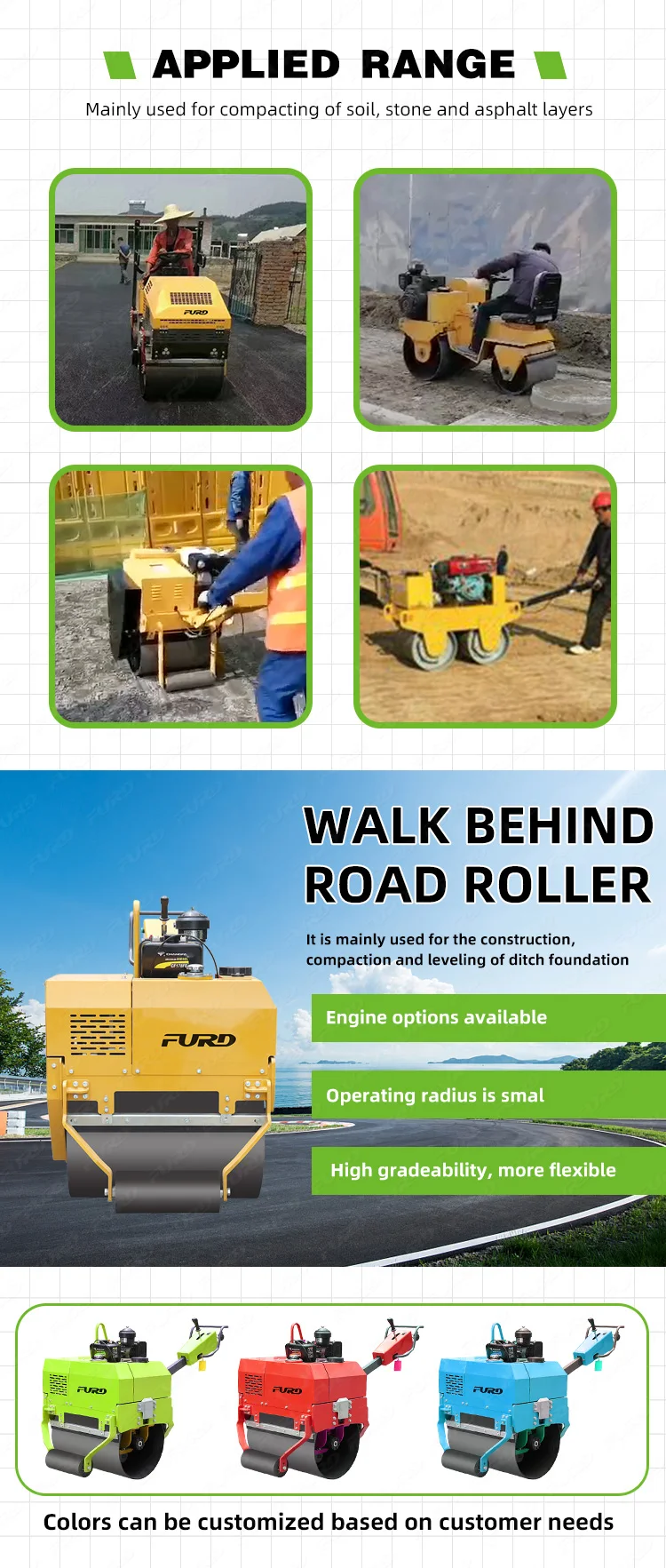 Manual Push Vibration Hydraulic Single Drum 500kg Mini Road Compactor ...