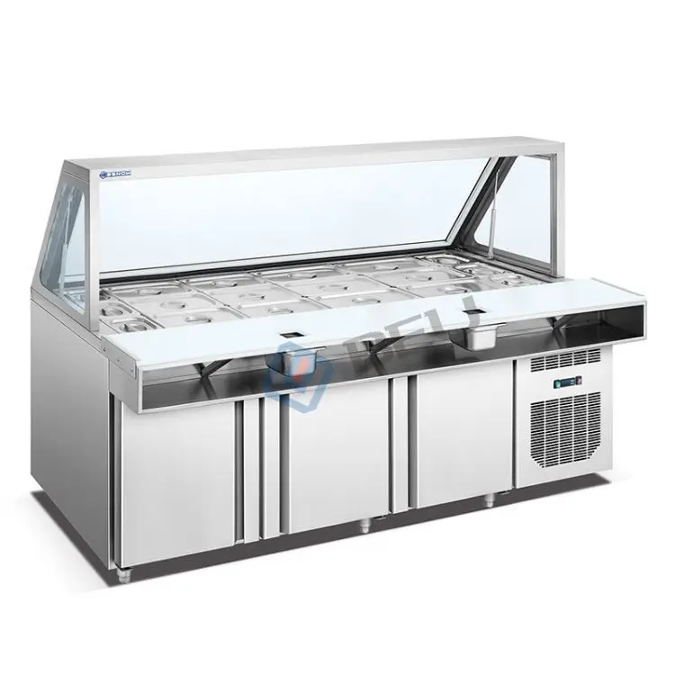 30 Pans Sandwich Prep Table Refrigerated Pizza Prep Table Commercial ...