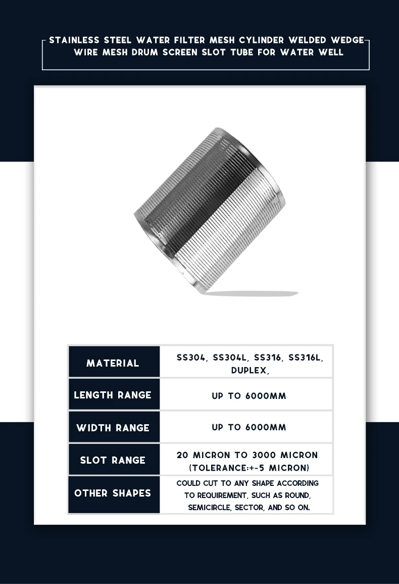 China Factory 25 Micron Cylinder Slotted Sieve Stainless Steel Screen ...