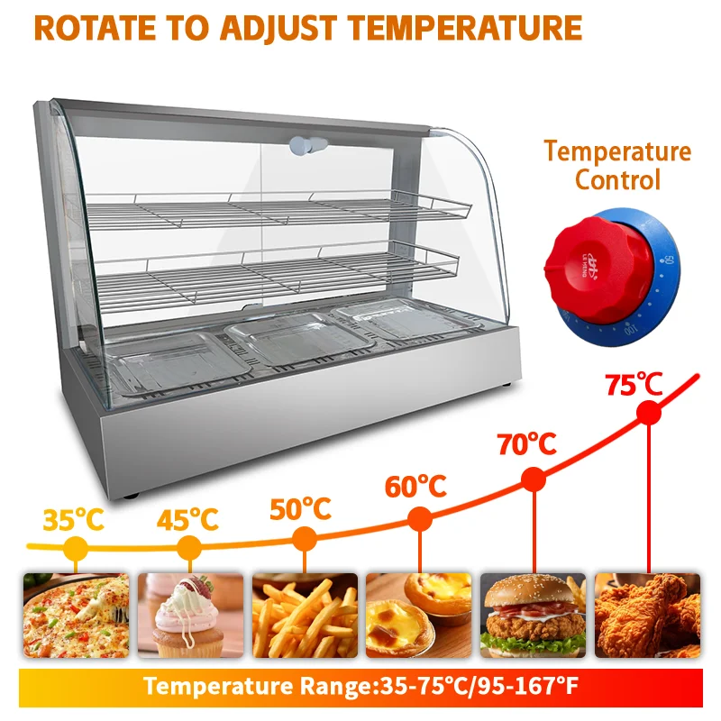 Professional Fast Food Warmer Display Showcase - KXKX