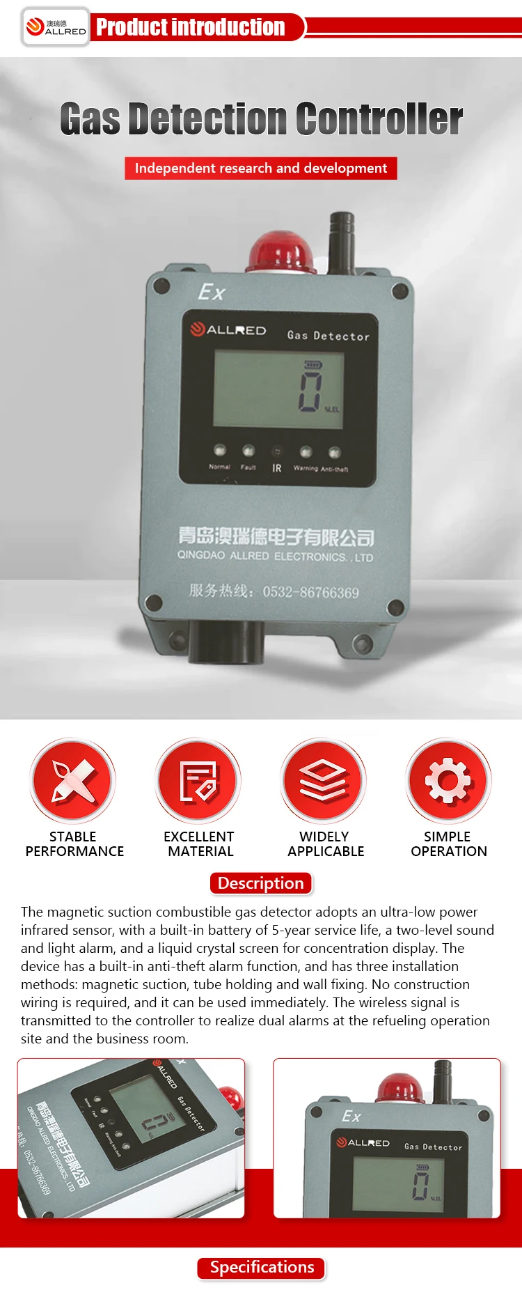 Petrochemical Industrial Ir Sensor Lora Signal Magnetic Gas Detector ...