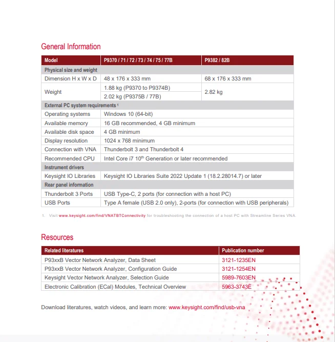 Keysight P9382B Streamline Vector Network Analyzer 9 kHz to 9 GHz, 4 ...
