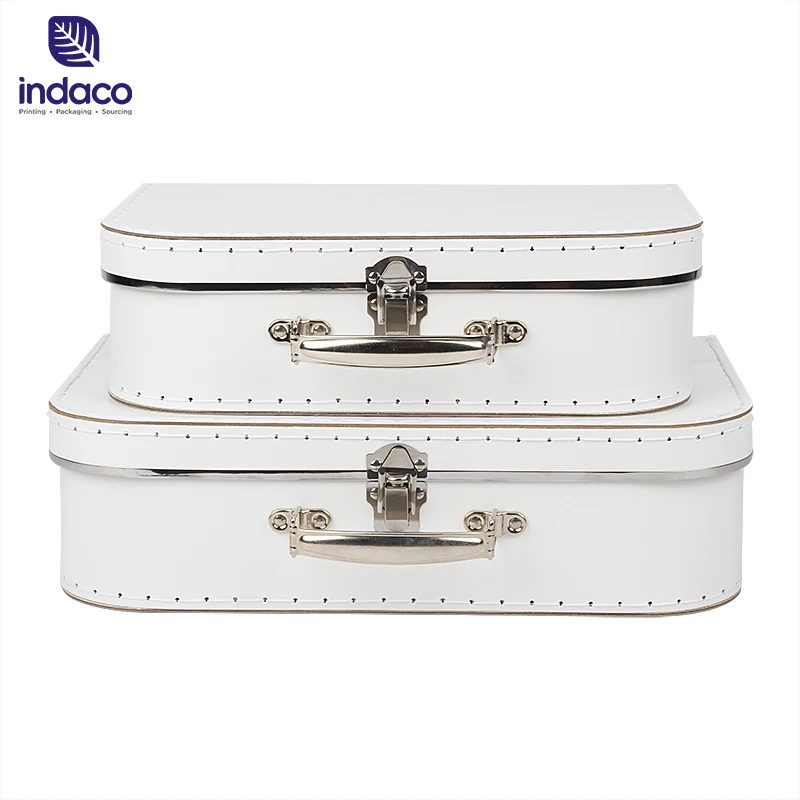 Vintage Suitcase Box Print Custom Pink Paper Handle and Snap Closure ...