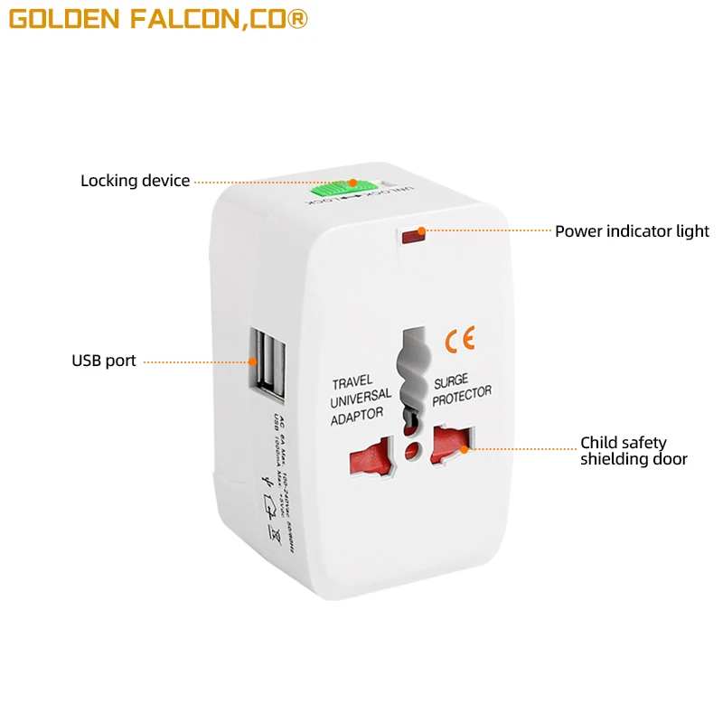 Universal Wide Voltage 100-240V USB Travel Household Travel Adapt Plugs ...