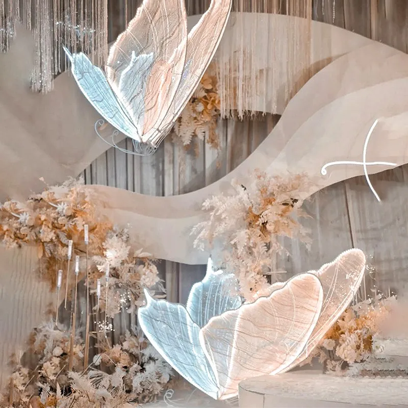 2pcs A Set Blue Led Butterfly Wings Party Events Decor Light Up ...