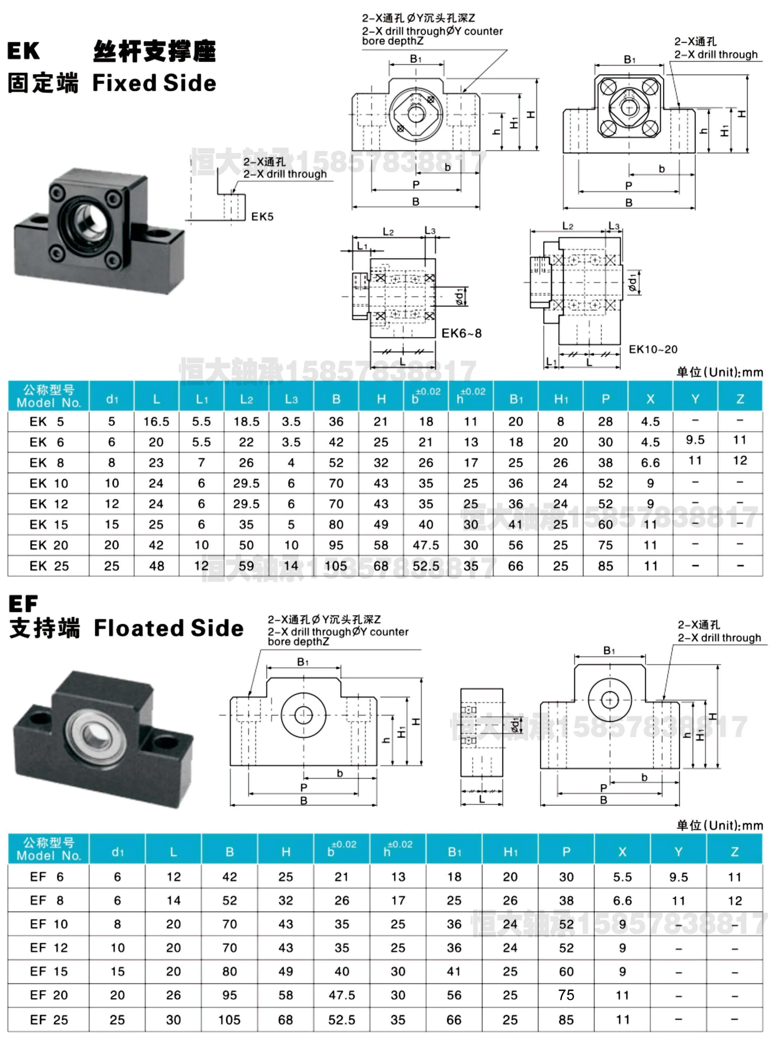 Ball Screw Bearing Mounts End Supports Match Use Sfu1605 Ball Screw End ...