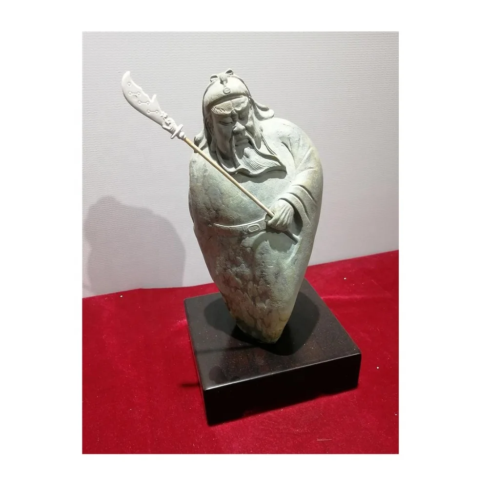 Sitting Guangong Buddha - Kwan Kong Statue in Natural Stone