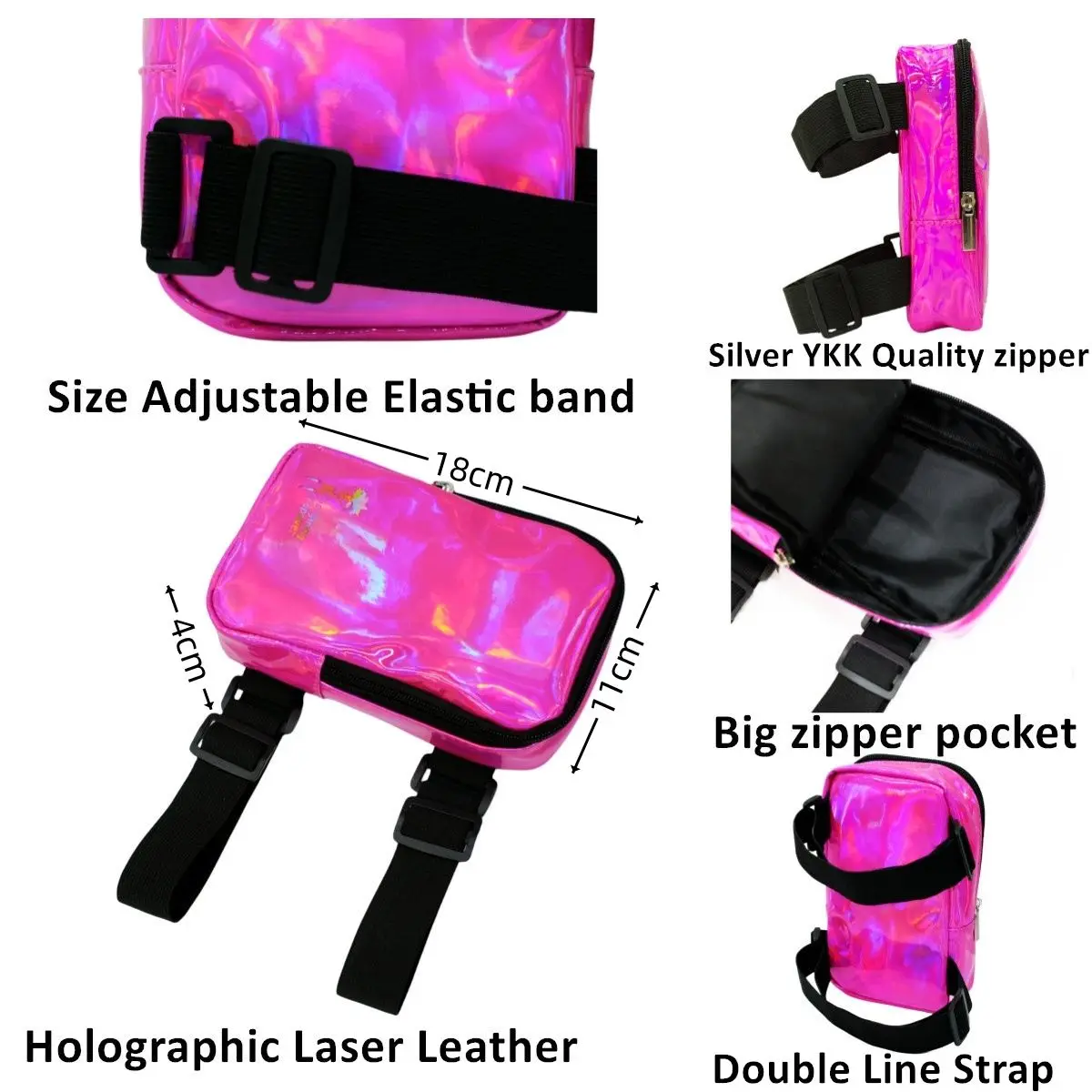 Holographic Thigh Bag Leg Harness Outdoor Waist Pouch Carnival Hiking ...
