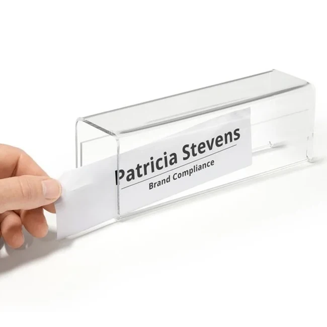 Clear Acrylic Cubicle Name Plate Holder for Office Customization