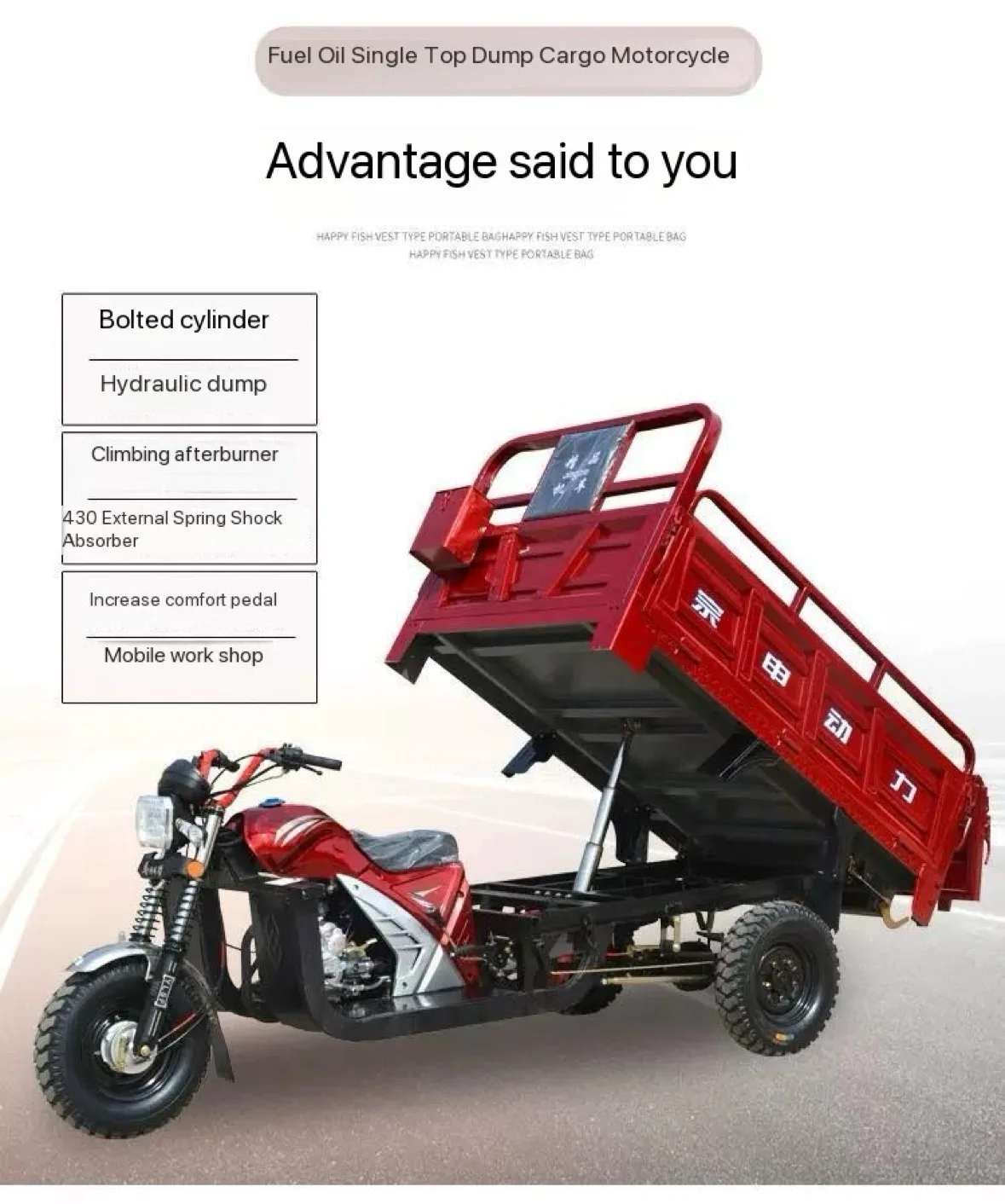 Cargo Loader Passenger Tricycle - Efficient Three Wheel Motorcycle