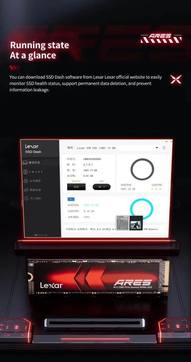 Lexar Ares Lnm790x 512gb 1tb 2tb 4tb Pcie Gen4x4 M.2 2280 Nvme Ssd Solid State Drive - Buy Lexar ...
