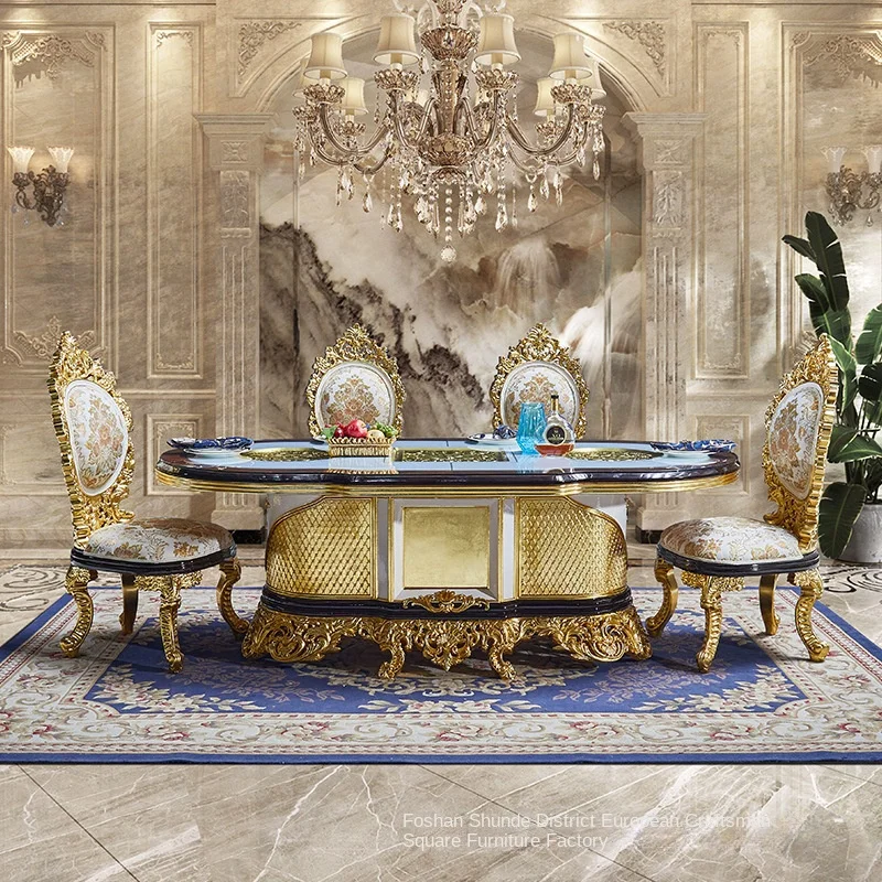 Royal Gold Baroque Dining Table Set Luxury European Design for Home ...