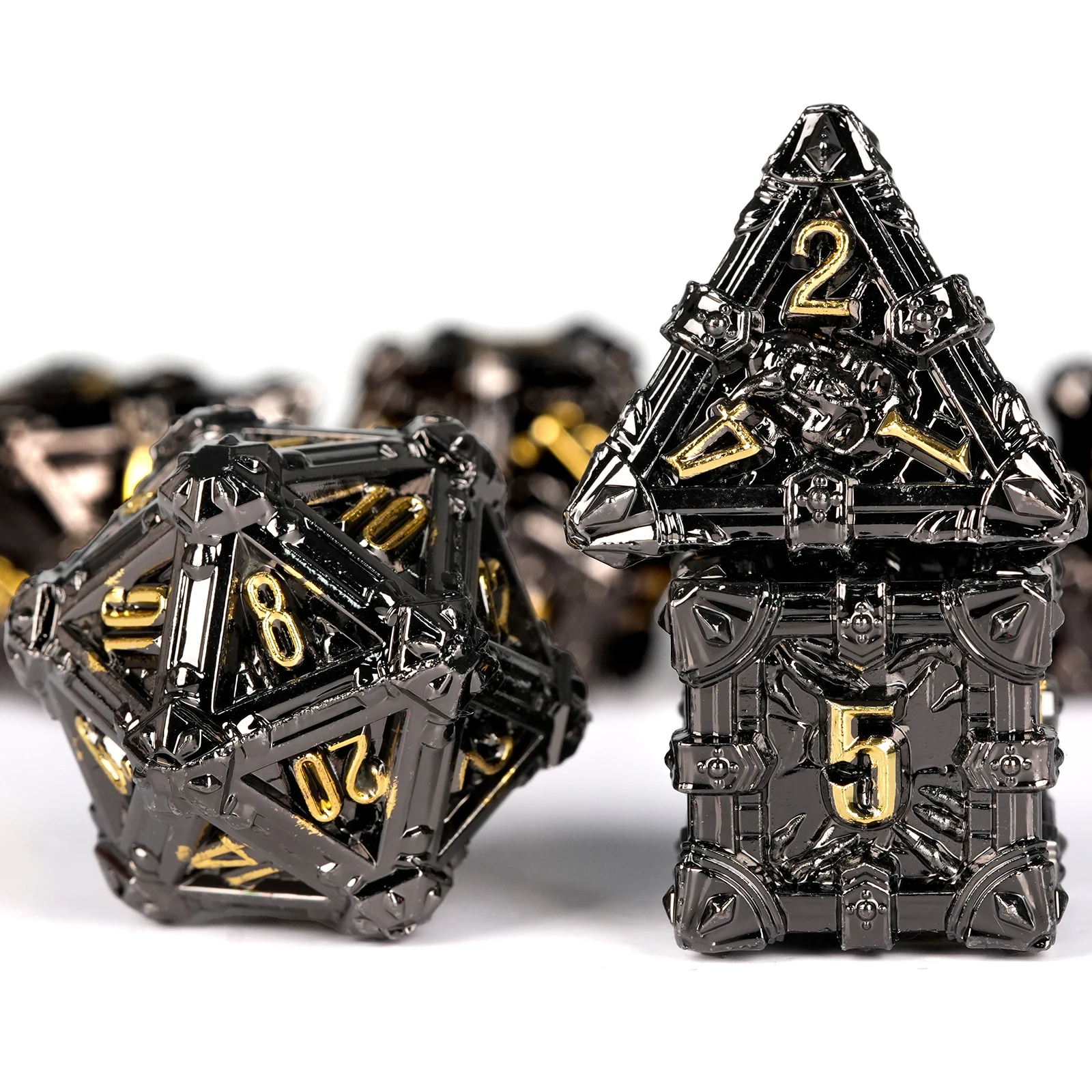Dnd Dragon Skeleton Metal Polyhedral Dice Set Solid Metal Dice 7-piece ...