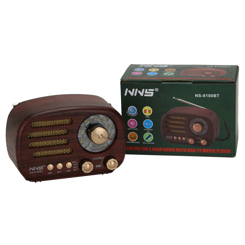 Ns-8100bt Small Size Usb Charge Wooden Radio Am Fm Sw With Usb/tf Input ...