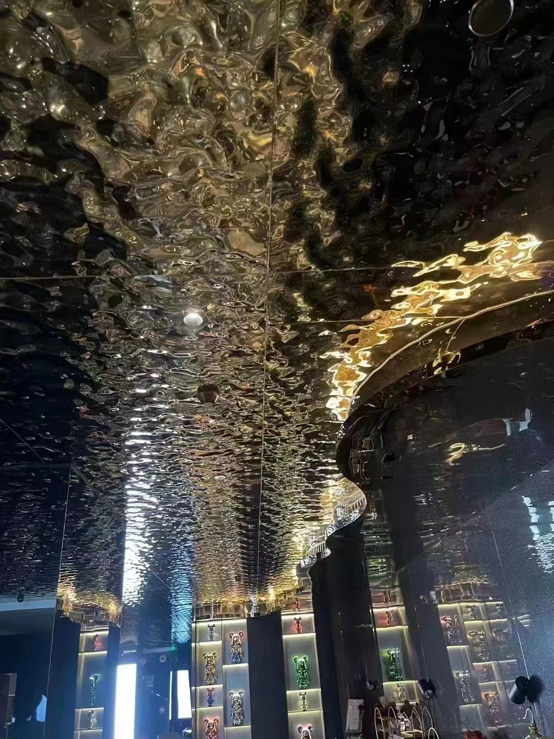Luxurious Hotel Lobby Ceiling Design Stainless Steel Mirrored Ceiling ...