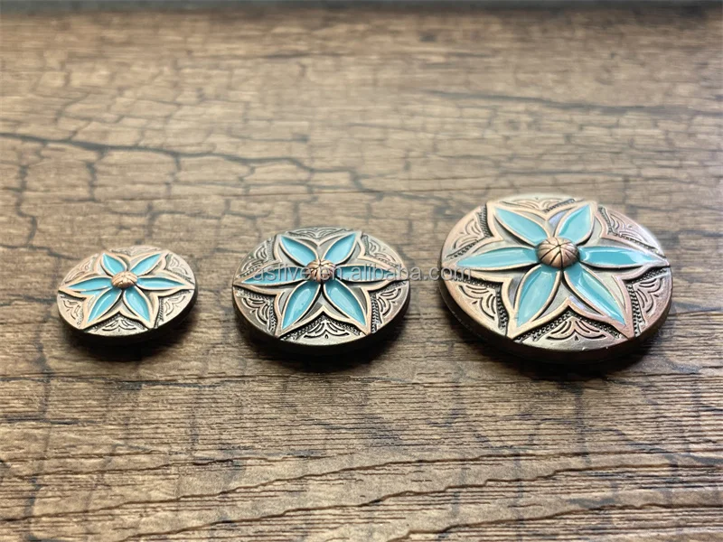 Custom Turquoise Conchos for Leather and Wallets