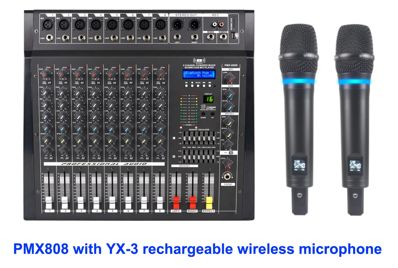 AOSHEN 8 Channel Amplifier Mixer with 16 DSP Echo Effector