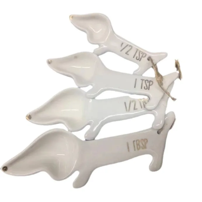 White Ceramic Dog Themed Kitchen Utensils Porcelain Measuring Cups And ...
