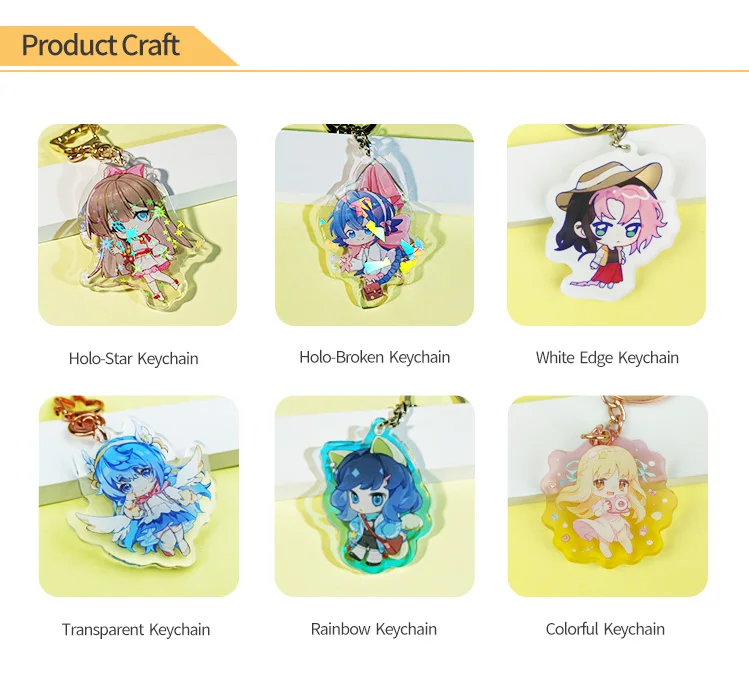 Diy Cute Cartoon Acrylic Keychain with Stainless Steel UV Printed in 6 ...