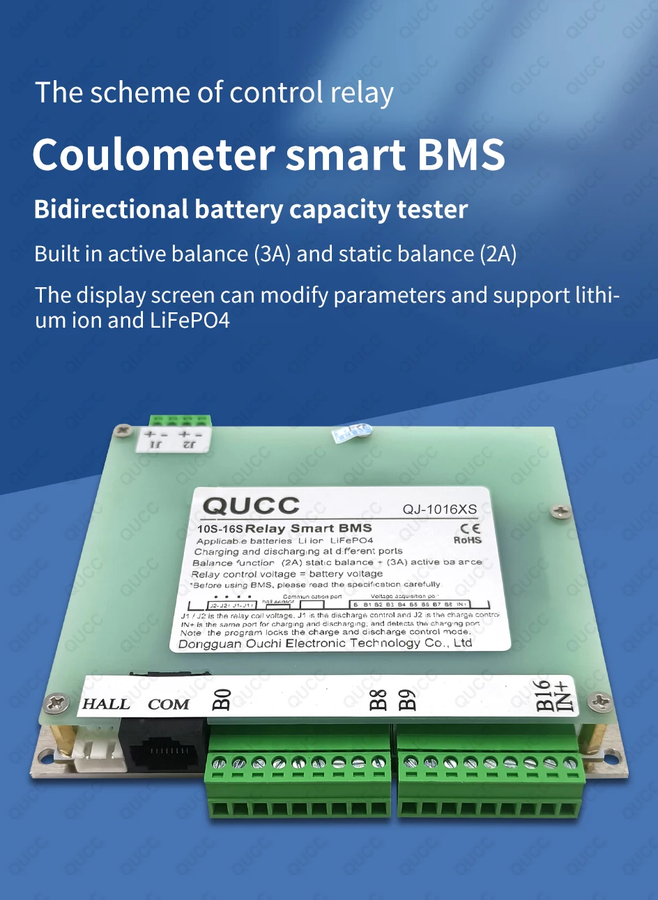 Qucc 10s~16s Smart Bms Li-ion Lifepo4 High Voltage Dc Relay 500a 36v ...