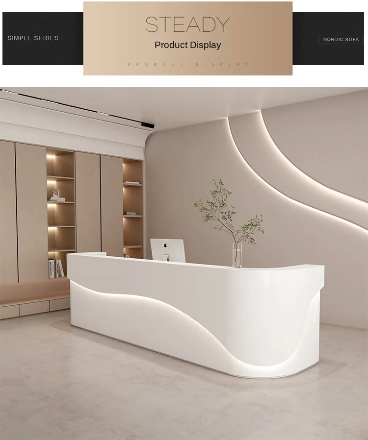 Modern Hotel Reception Desk Glossy Shining Luxury Reception Counter For ...