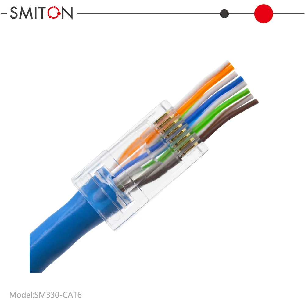 Rj45 Connector Pass Through Utp Unshielded Rj45 Cat5 Cat6 Connectors ...