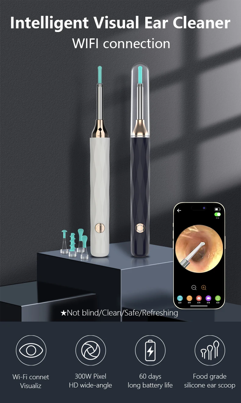 Home Use Personal Portable Wifi Otoscope Camera Ear Wax Remover ...