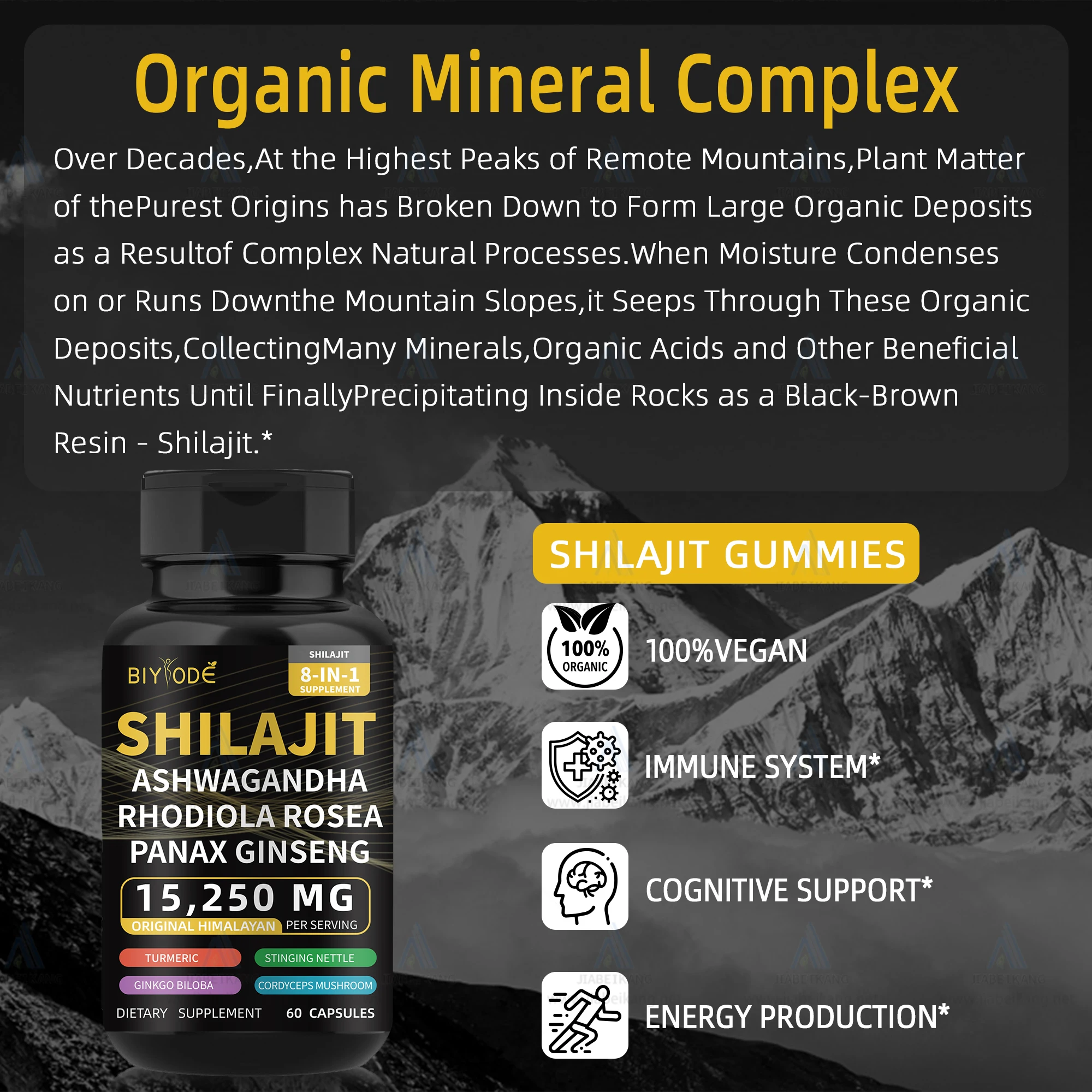New Shilajit Tablets + Ashwagandha + Ginseng 8 In 1 Rich In Nutrition ...
