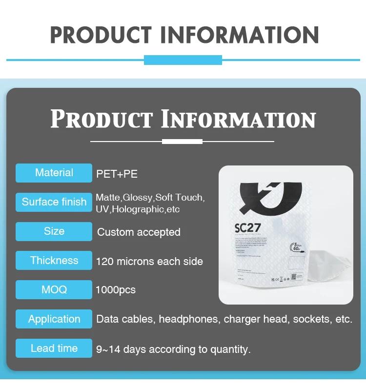 Personalized Packaging Bags For Cables Usb Data Lines Packing With ...