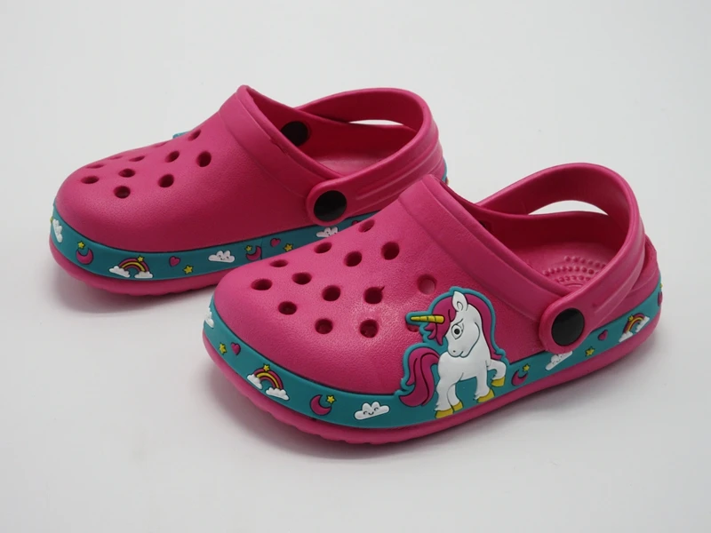 Cute Unicorn Design Kid Size EVA Clog Shoes with Rubber Patch Foxing ...
