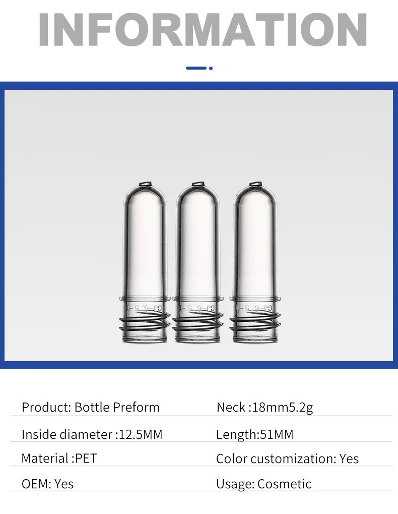 18mm 5.2g Pet Prefabricated Pcr Bottle Cosmetic Transparent ...