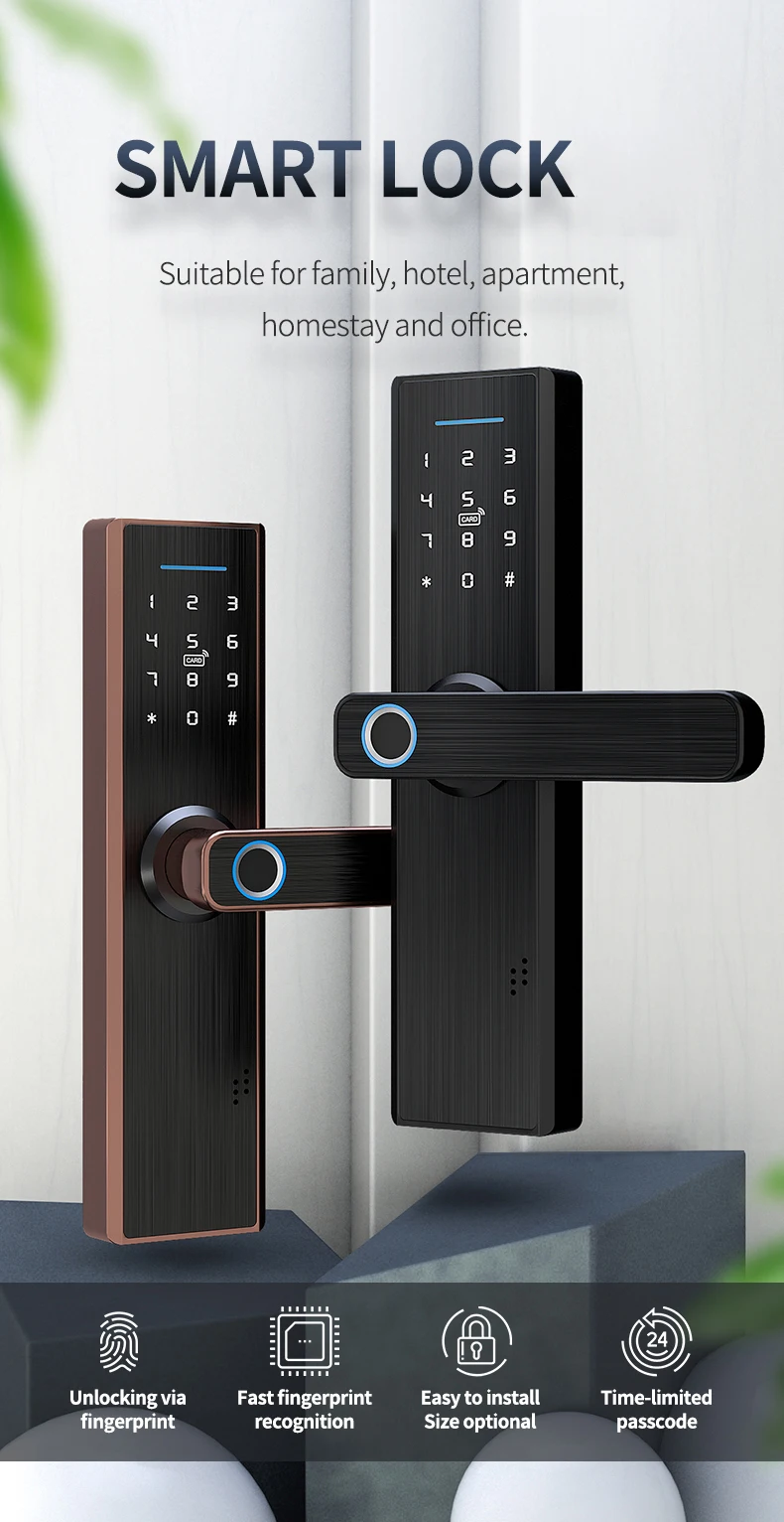 Eseye 5050 High Security Electric Digital Fingerprint Password Card Electronic Smart Door Lock ...