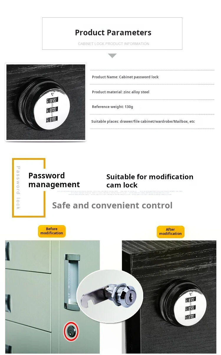 Anli 3-Digit Rotary Tongue Drawer Mail Box Mailbox Combination Cam Lock ...