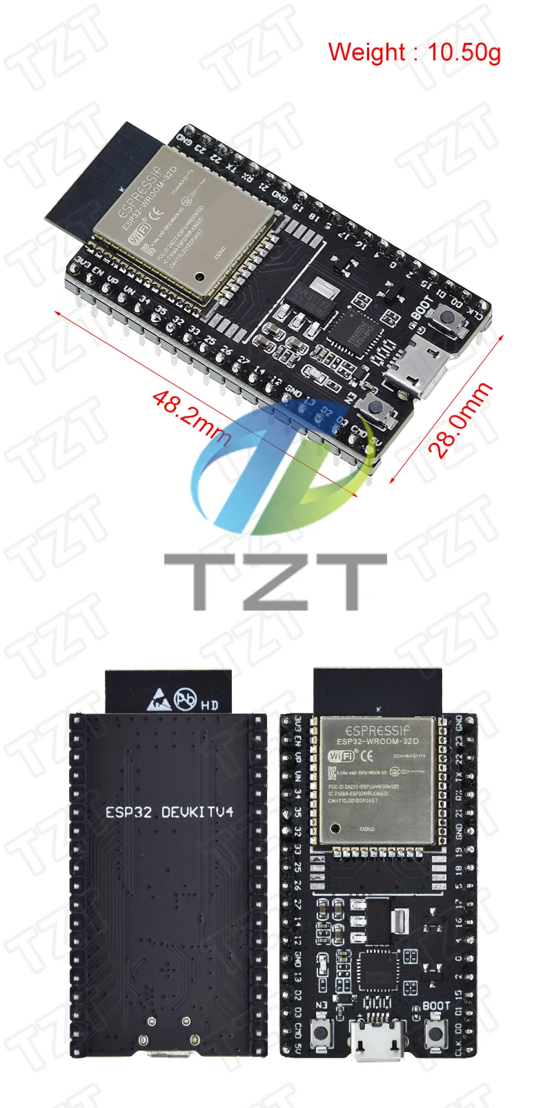 Tzt Esp32-devkitc Core Board Esp32 Development Board Esp32-wroom-32d Wifi+blue Tooth-compatible ...