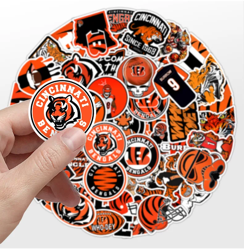 50Pcs Football Team Cincinnati Graffiti Stickers for Ball Bottle Laptop ...
