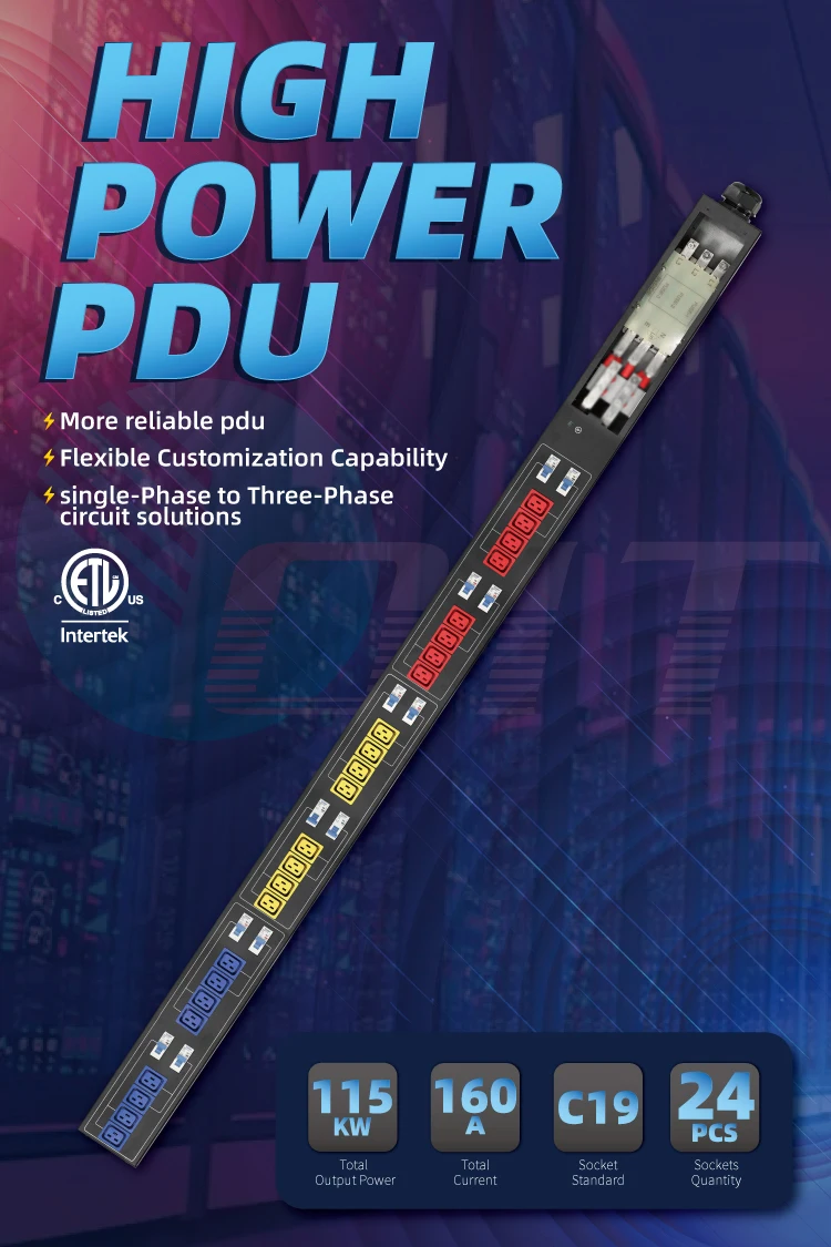 ETL Certification 24 Ports Smart IEC 160A PDU Rack Mounted 3 Phase C13 ...